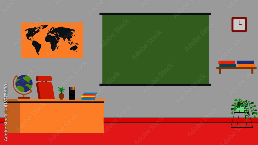 Empty Class Room Interior, School or College Class With Teacher Table ...