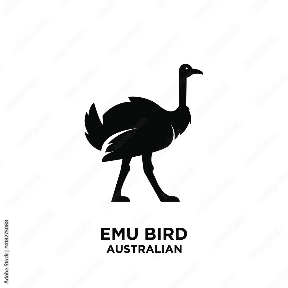 Australian Emu animal vector black silhouette logo icon illustration ...