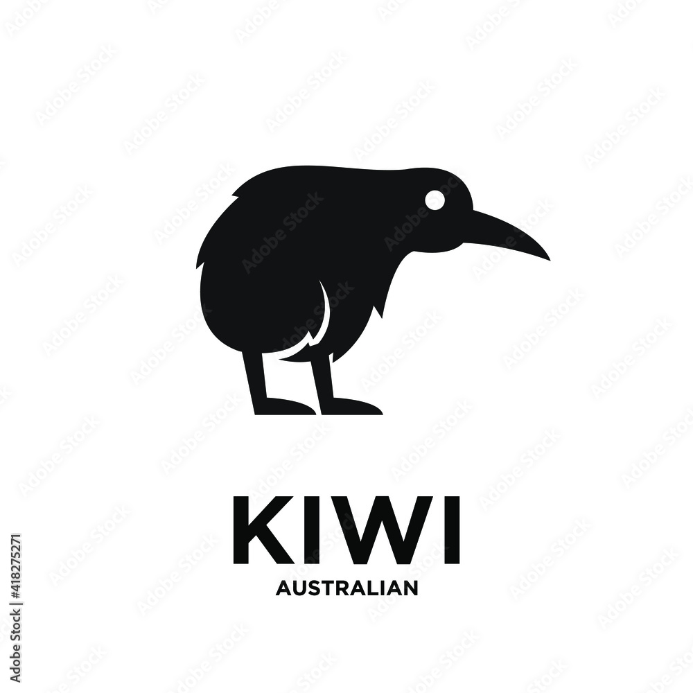Australian kiwi bird animal vector black silhouette logo icon ...