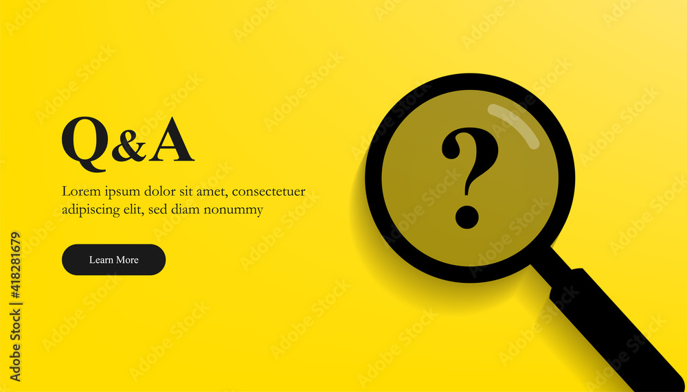 Question and answer concept with magnifier and question mark symbol ...