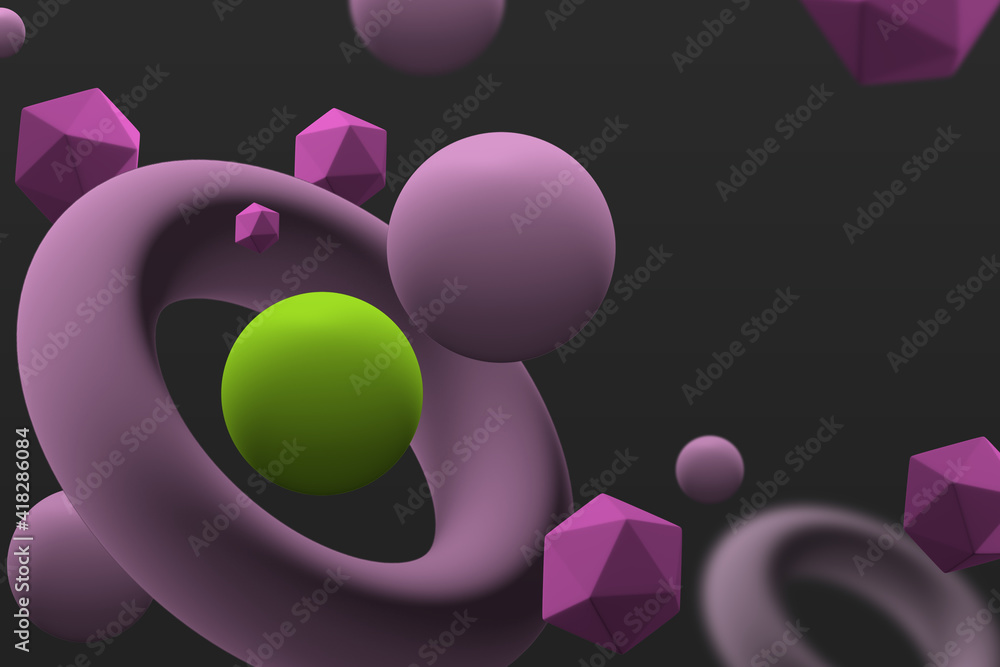 3D Geometric Shapes Floating On Gray Background Mockup Stock ...