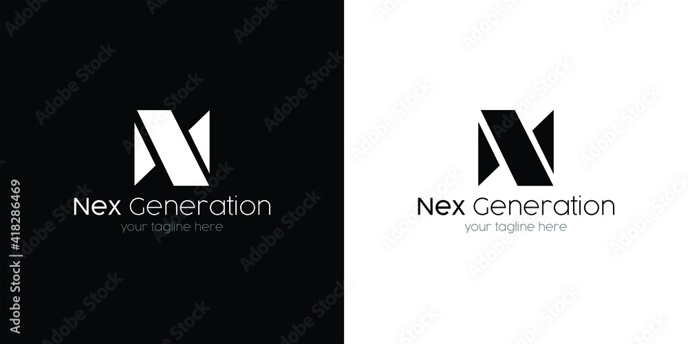 Letter n geometry line black and white logo design Stock Vector | Adobe ...