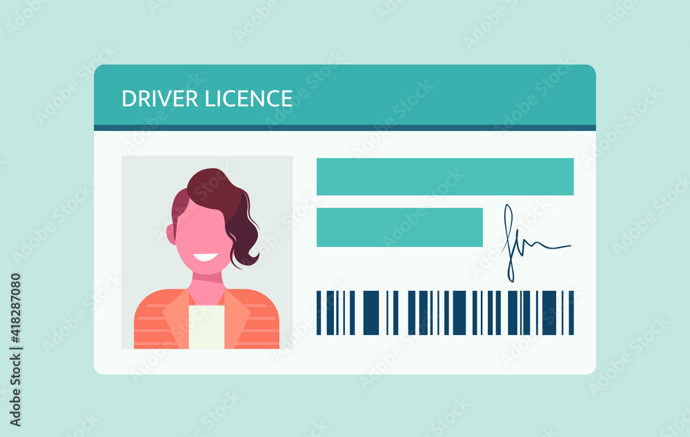 Driver license card with man on the photo and ID number. Vector ...