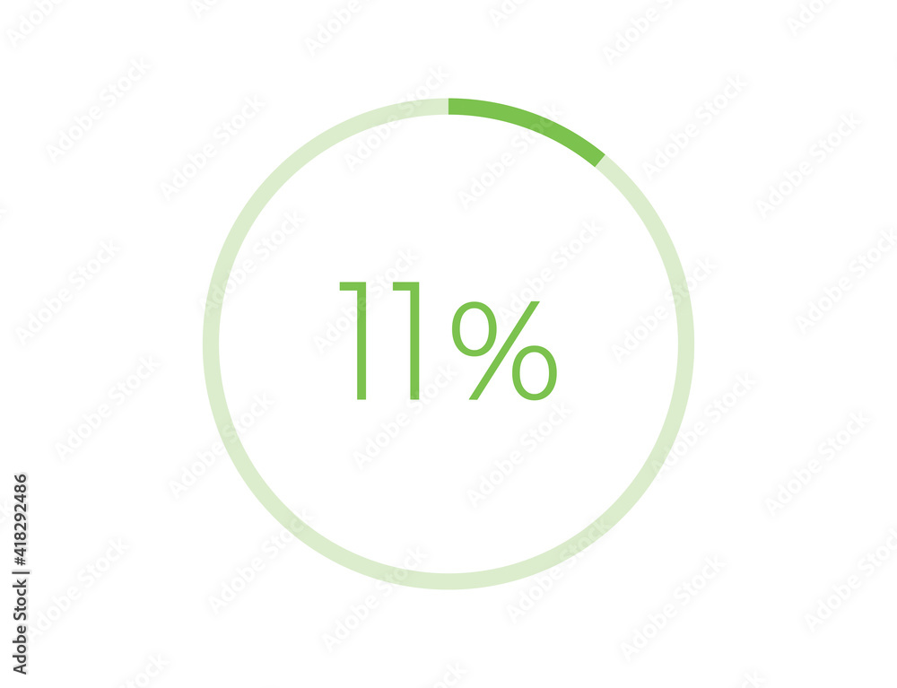 11% percentage infographic circle icons, 11 percents pie chart ...