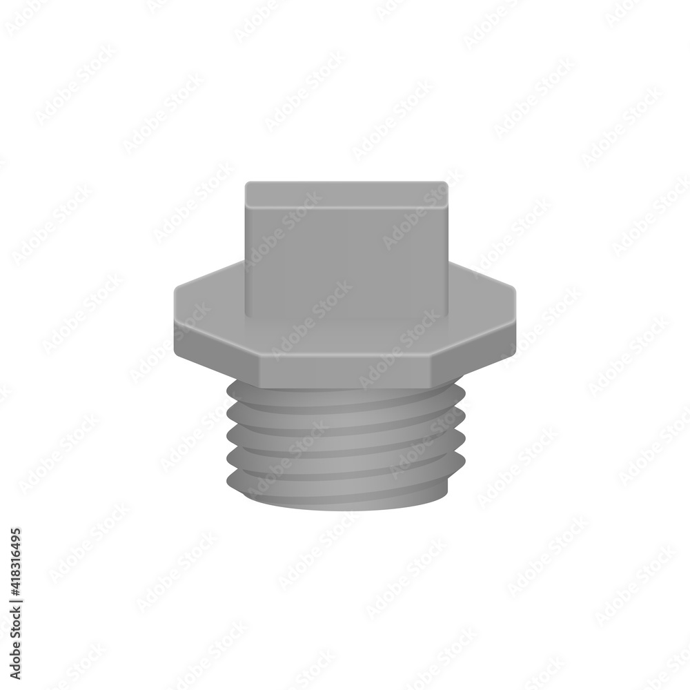 PVC screw plug with male thread (NPT) vector design. Also called end ...