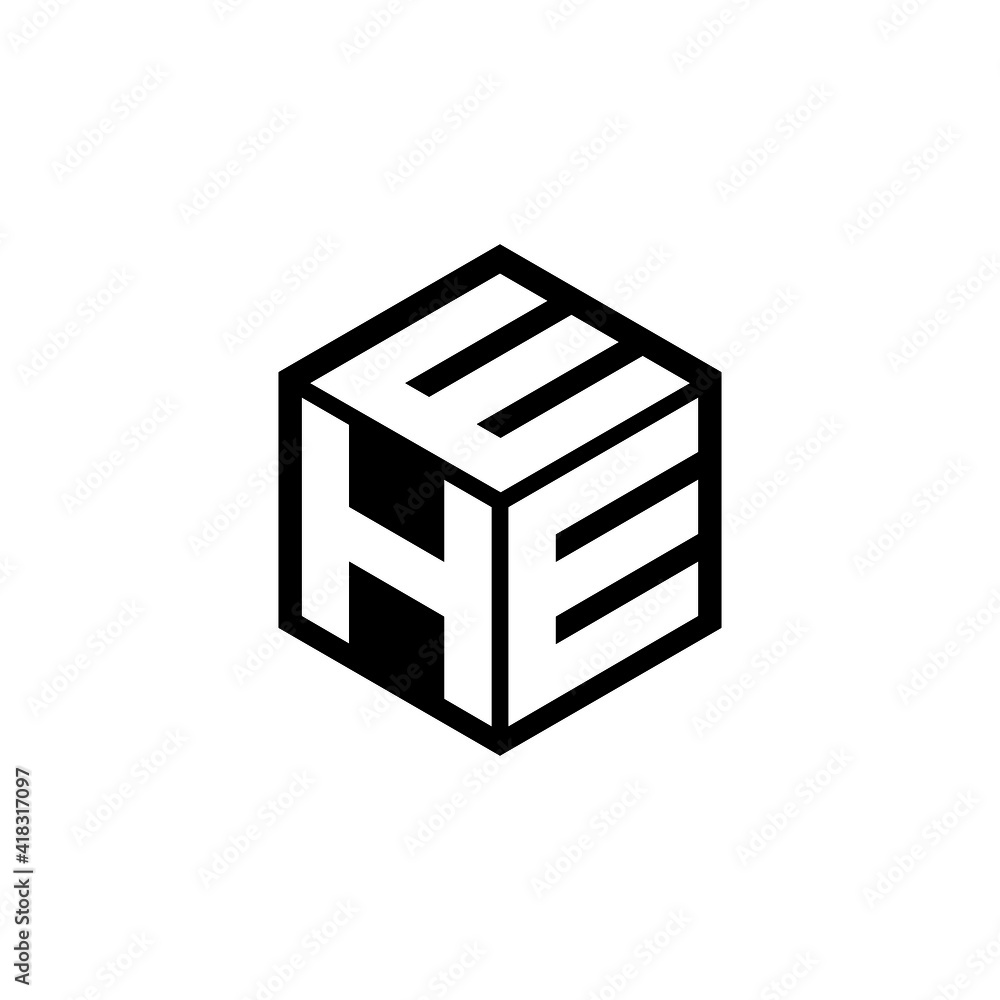 HEE letter logo design with white background in illustrator, eps cube ...
