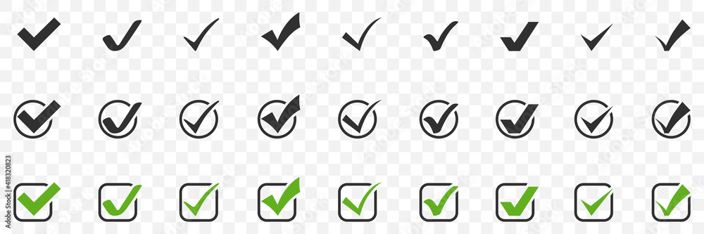 Check marks big collection. Tick icon. Check marks different shape ...