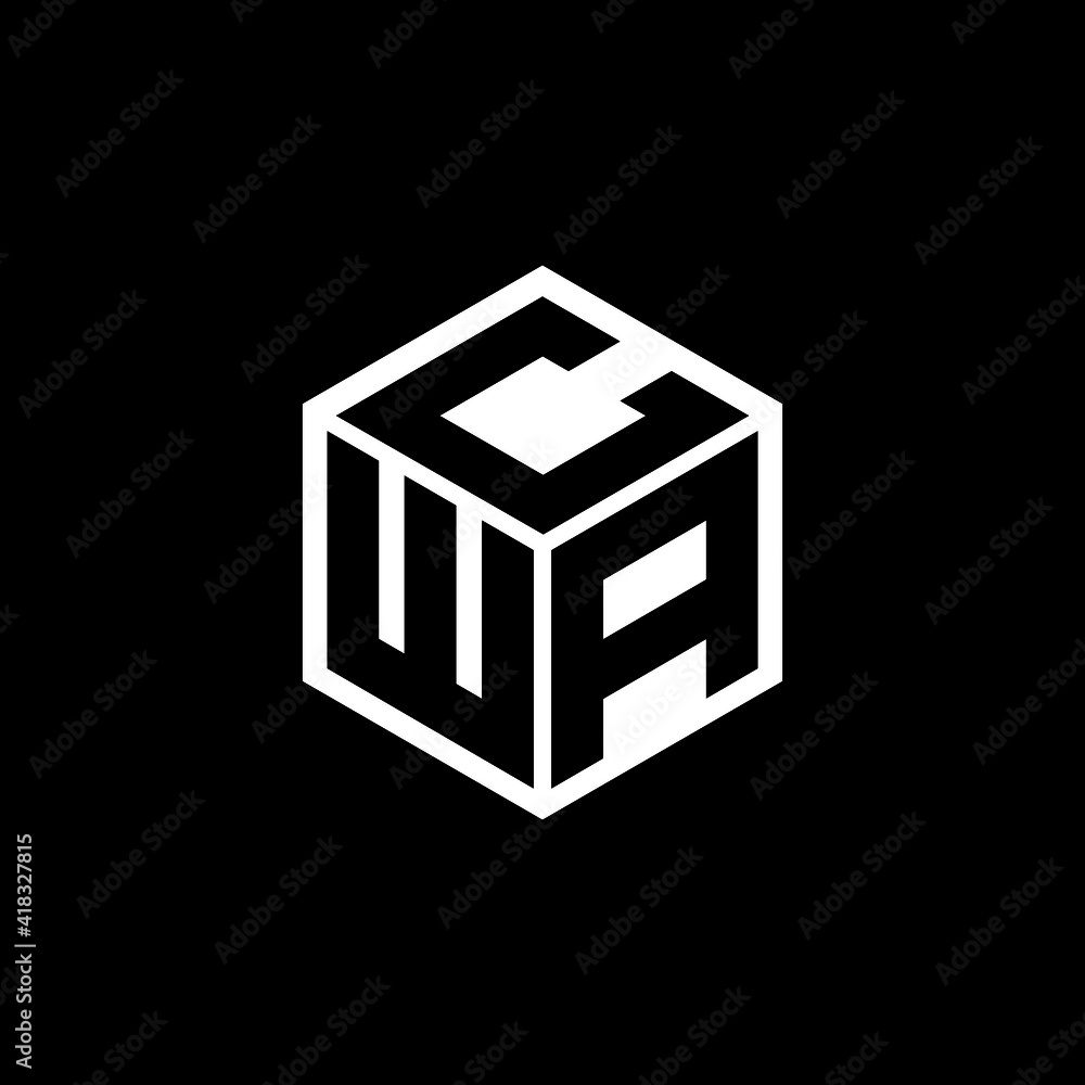 WAC letter logo design with black background in illustrator, cube logo ...
