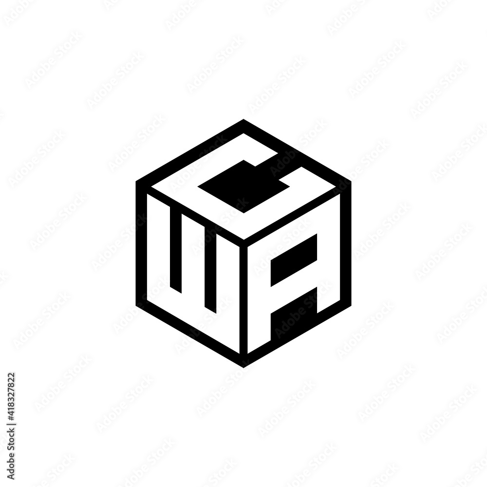 WAC letter logo design with white background in illustrator, cube logo ...