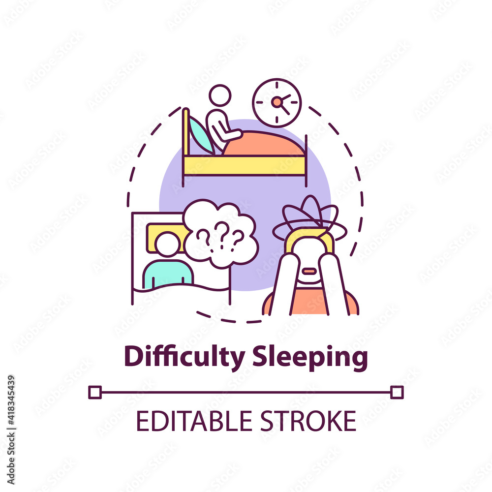 Difficulty Sleeping Concept Icon Lose Sleep Idea Thin Line Illustration Stress Anxiety And