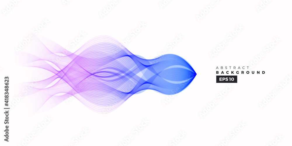 Wave vector element with abstract blue lines for website, banner and brochure, Curve flow motion ...