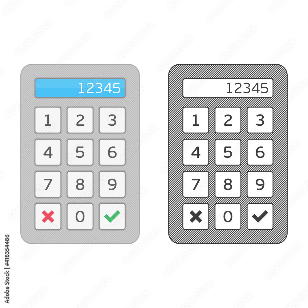 Vetor de Keypad entry. Device entering security system code. Digital keypad, keyboard, dialer ...
