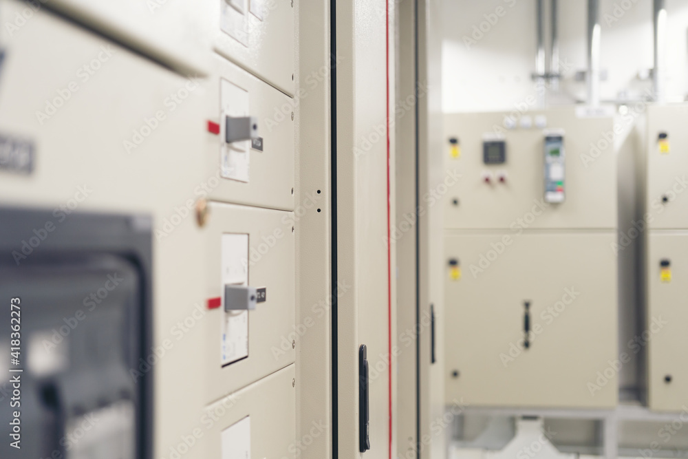 Circuit breaker on Main Distribution Board, Electrical control panel of ...