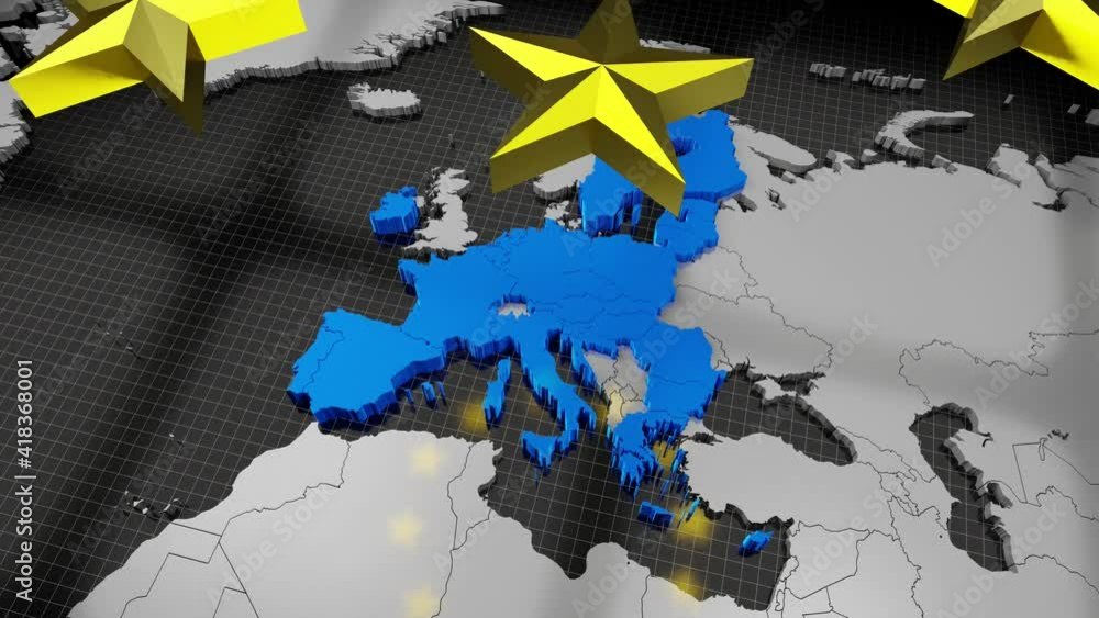 European Union map and flag, rotating stars - 4K animation (3840x2160 ...