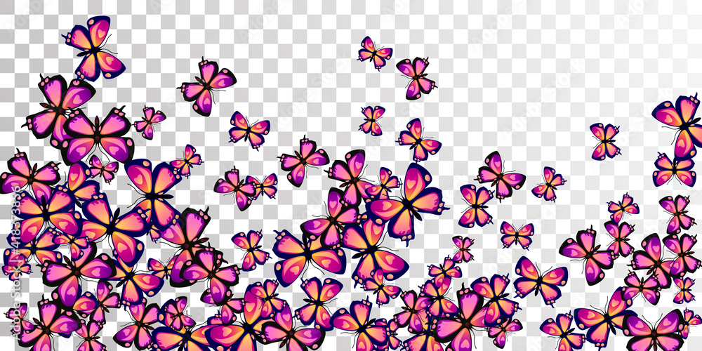 Tropical purple butterflies cartoon vector illustration. Summer vivid ...