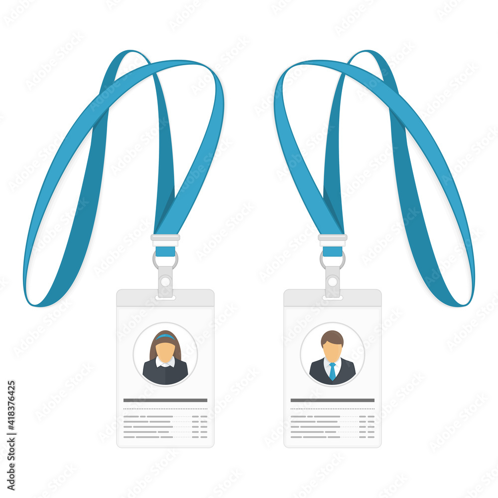 Id Name Badge empty with man and woman avatar. Vector Illustration of ...