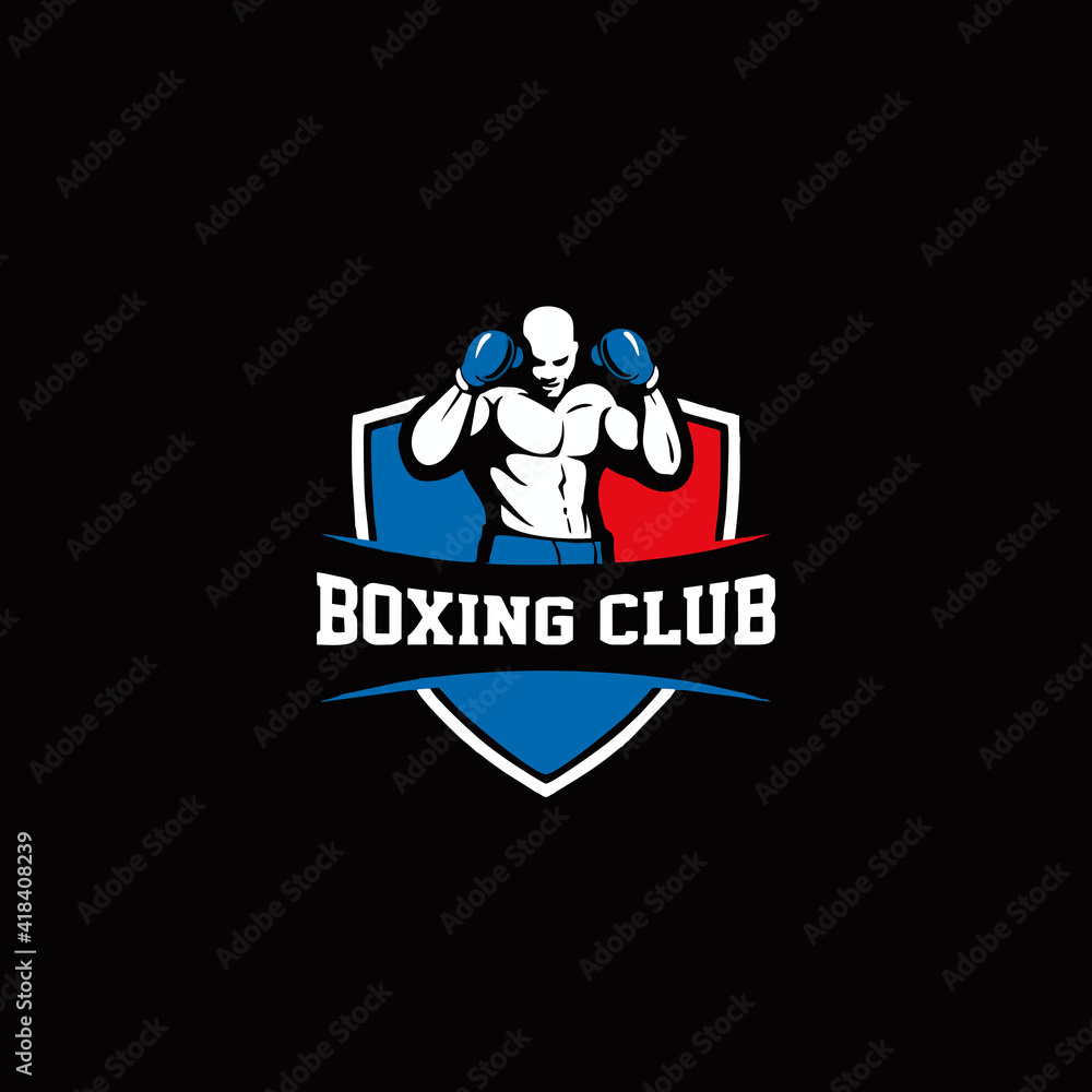 Silhouette of a muscular boxer mascot logo design Stock Vector | Adobe ...