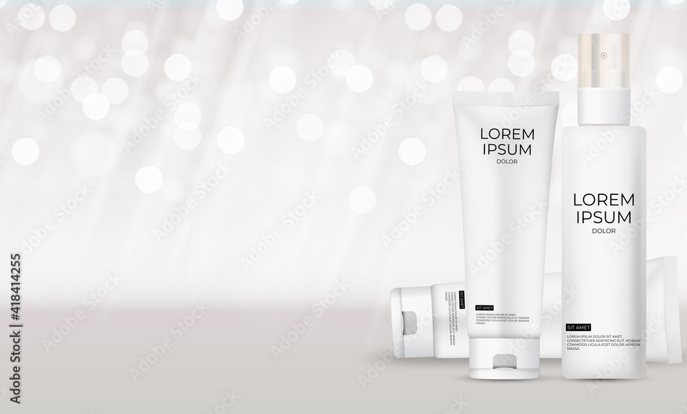 3D Realistic Cream Tube for Fashion Cosmetics Product on glossy ...