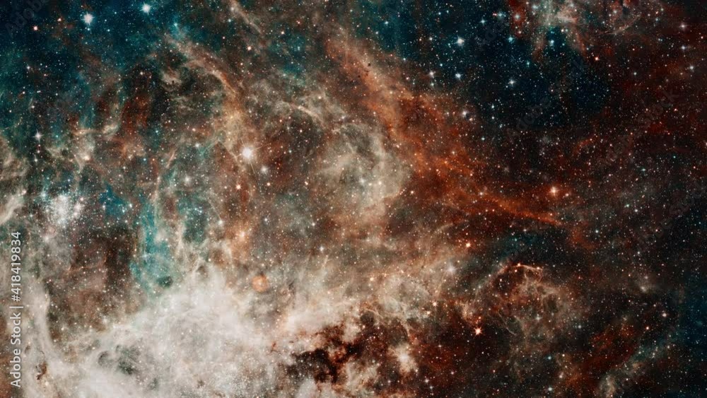 Loop Space Travel The Tarantula Nebula. Space Flight to star field ...