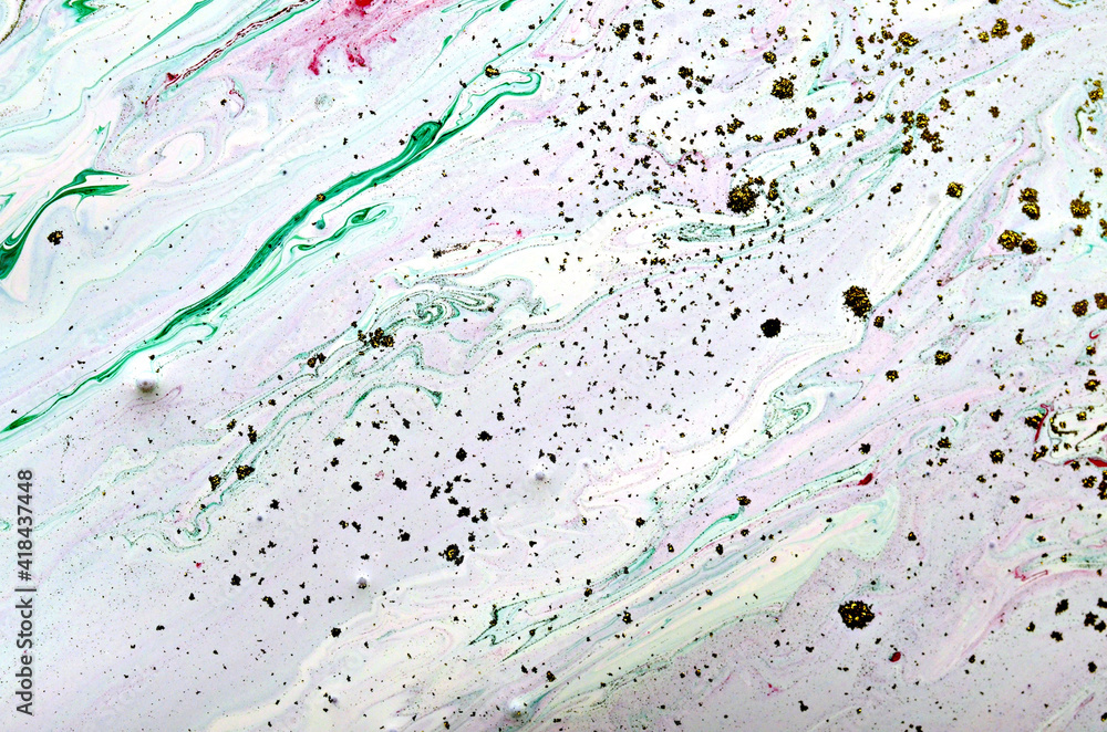 Marbled seamless background. Liquid blue marble pattern. Golden glitter ...