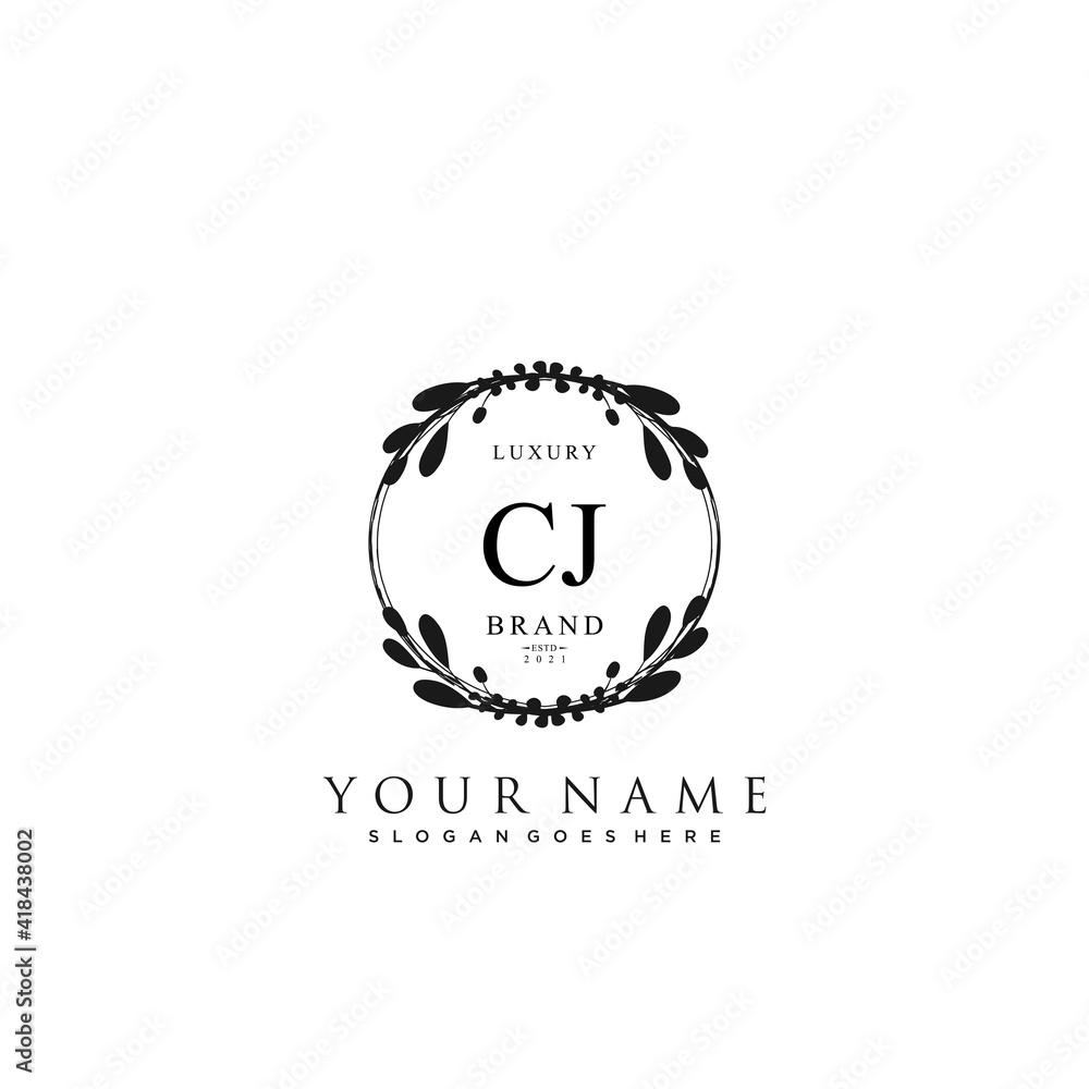 Initial CJ beauty monogram and elegant logo design, handwriting logo of ...