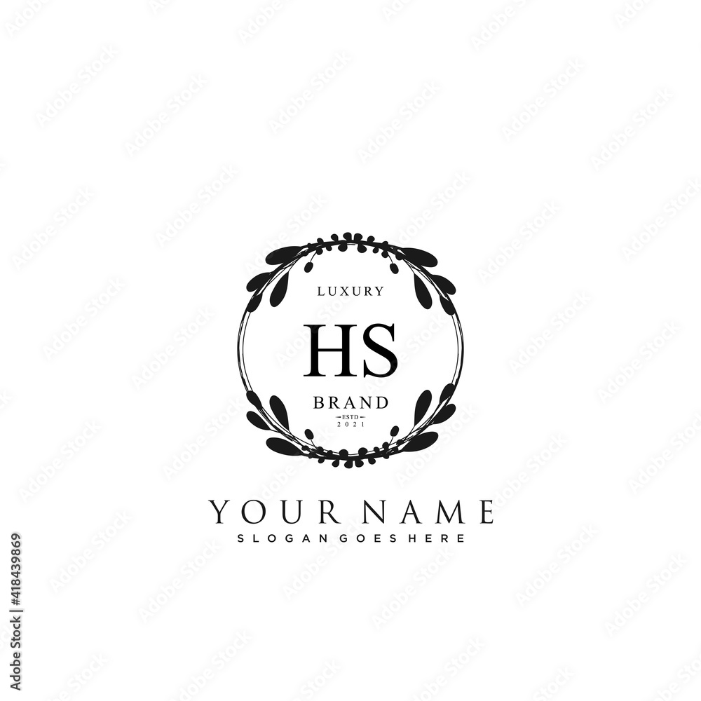 Initial HS beauty monogram and elegant logo design, handwriting logo of ...