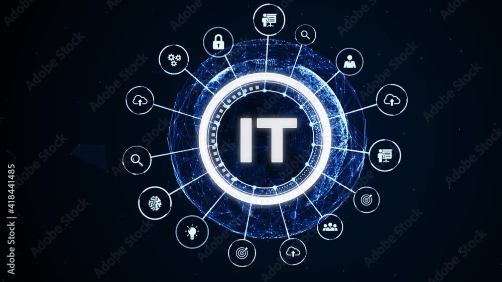IT consultant presenting tag cloud about information technology Stock ...