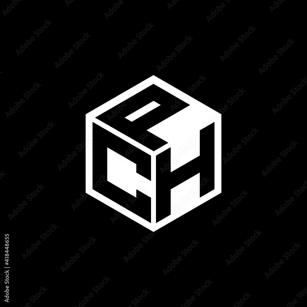 CHP letter logo design with black background in illustrator, cube logo ...