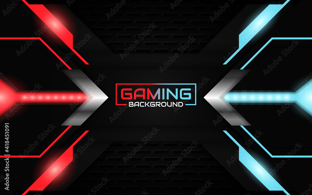 Abstract futuristic red and blue gaming background with modern esport ...