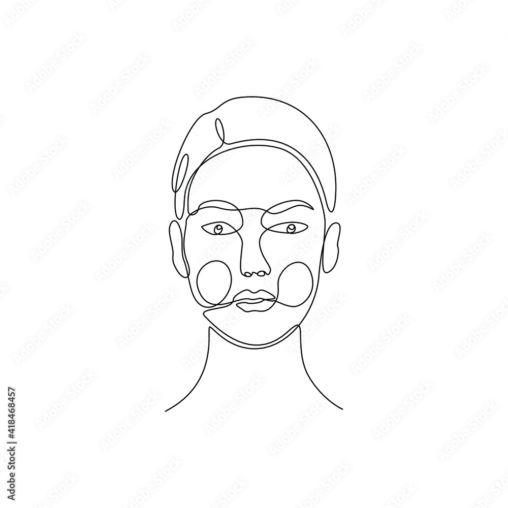 Continuous line drawing of Beautiful Woman's face profile from front ...