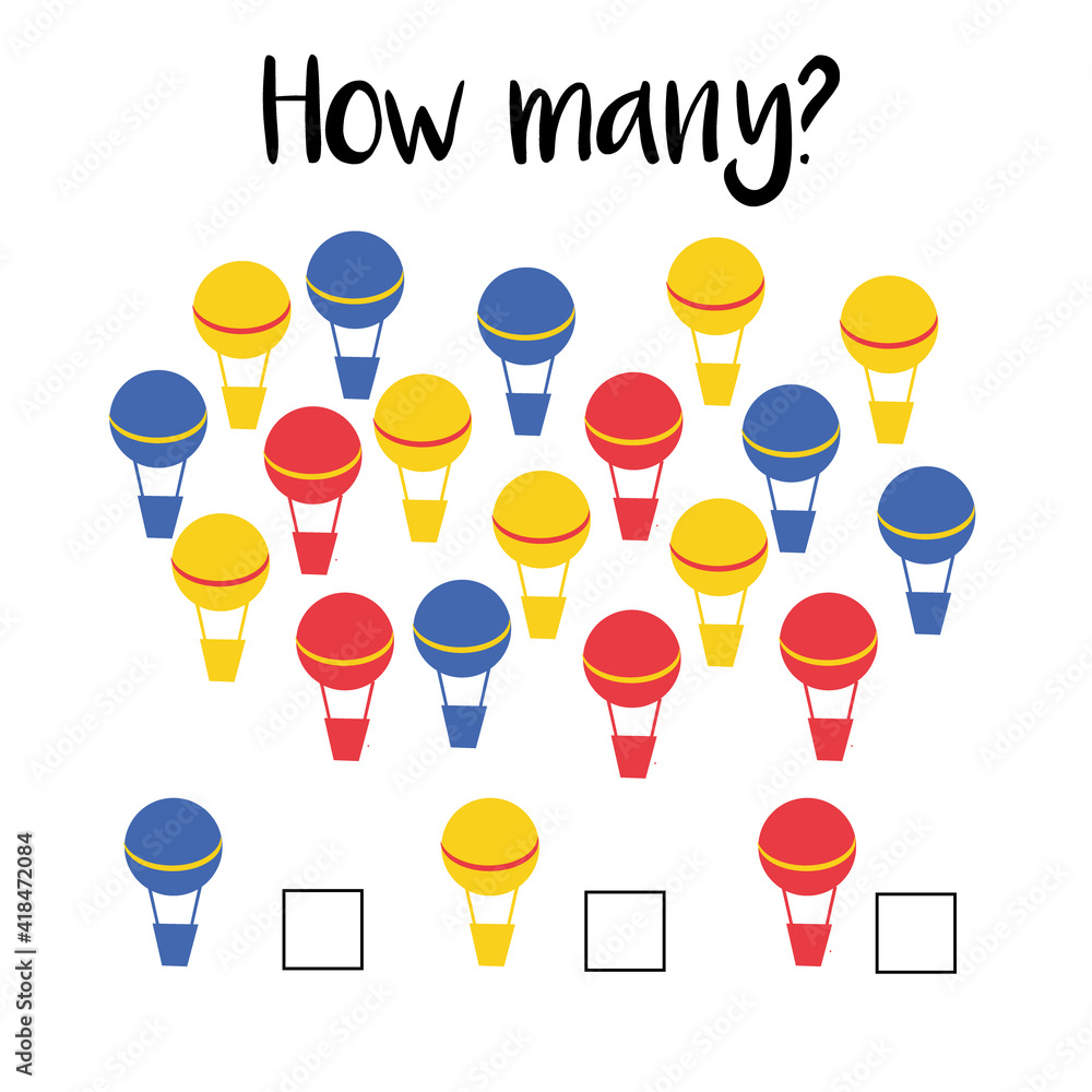 ภาพประกอบสต็อก How many objects.Preschool Counting Activities ...