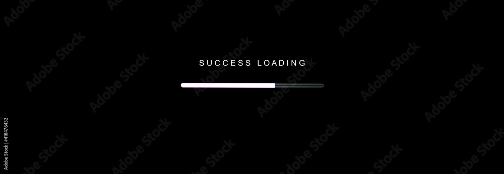 Loading to success concept, Loading sign on black computer screen Stock ...