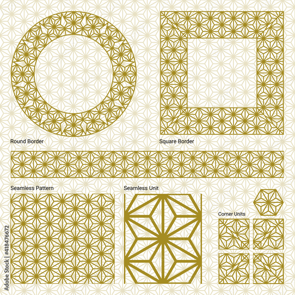 Vetor de Ornament border, square frame, circle frame and a seamless ...