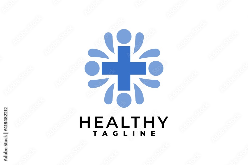 combination of people symbol and health symbol. hospital logo vector ...