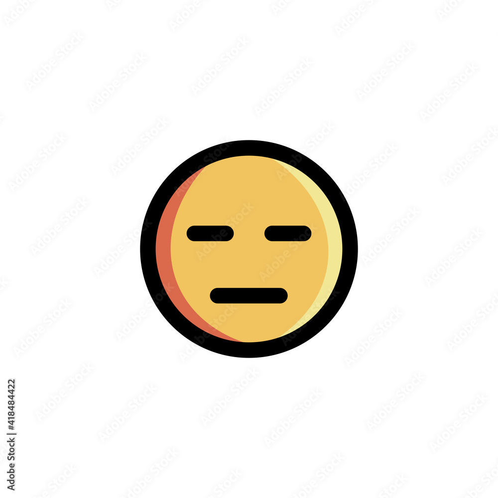 Whatever Face Emoticon Icon Logo Vector Illustration. Outline Style ...