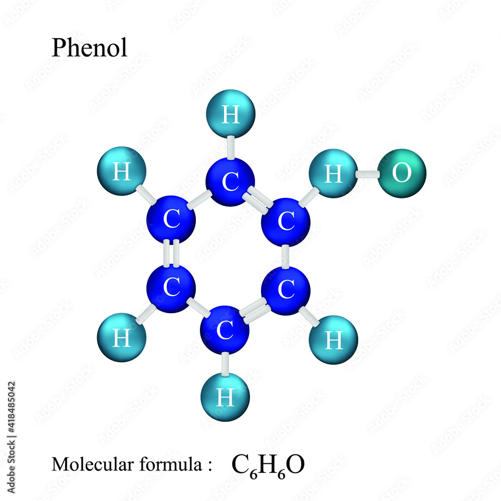 Lewis structural formula of Phenol, molecular formula vector de Stock ...