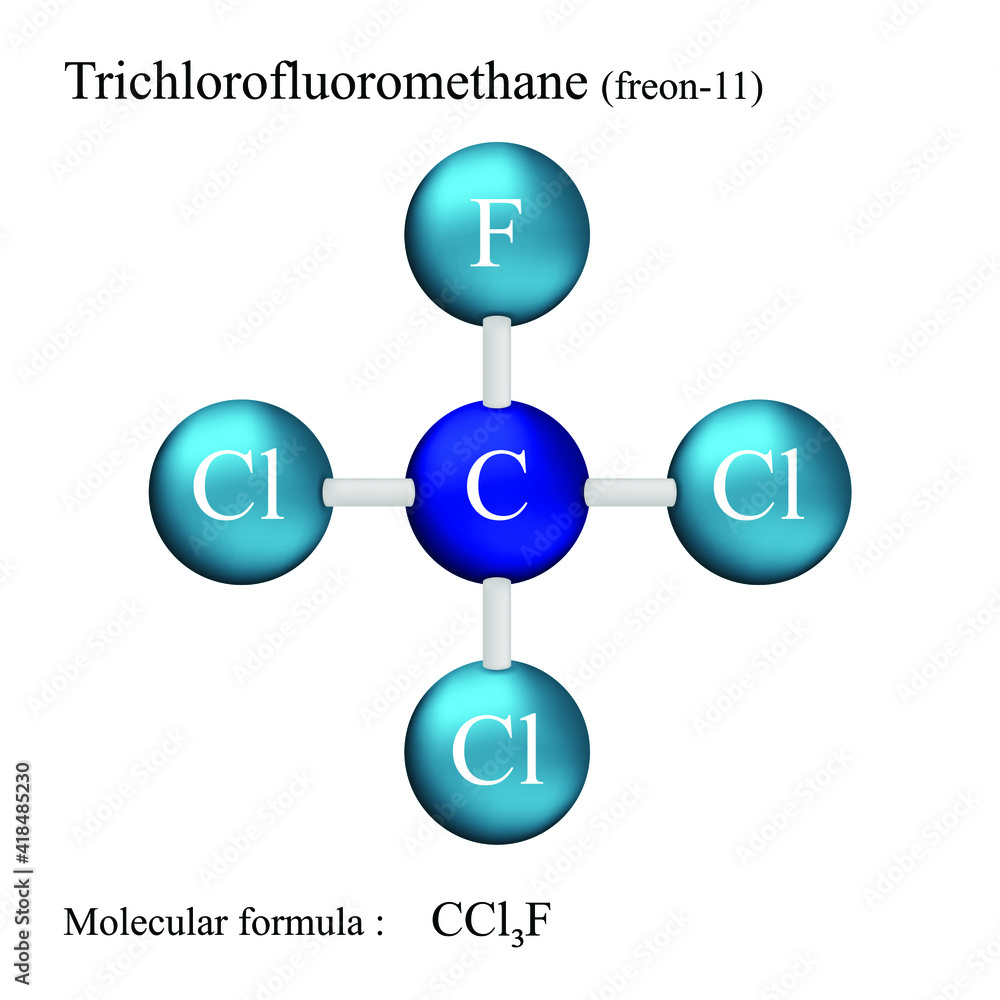 Lewis structural formula of freon-11 , molecular formula Stock Vector ...