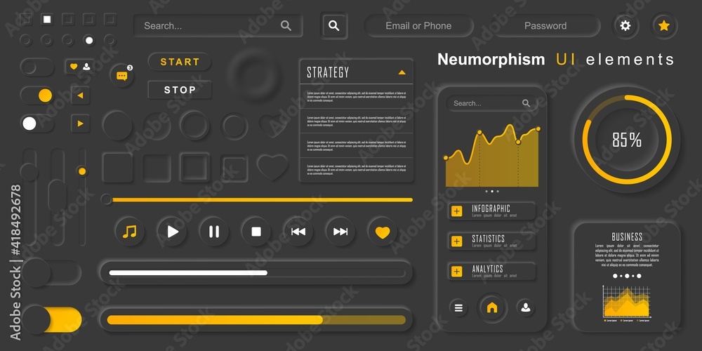 User interface elements for mobile app. Neumorphism User interface ...