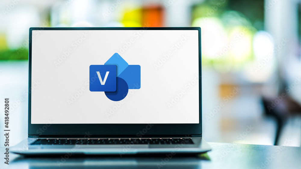 Laptop computer displaying logo of Microsoft Visio Stock Photo | Adobe ...