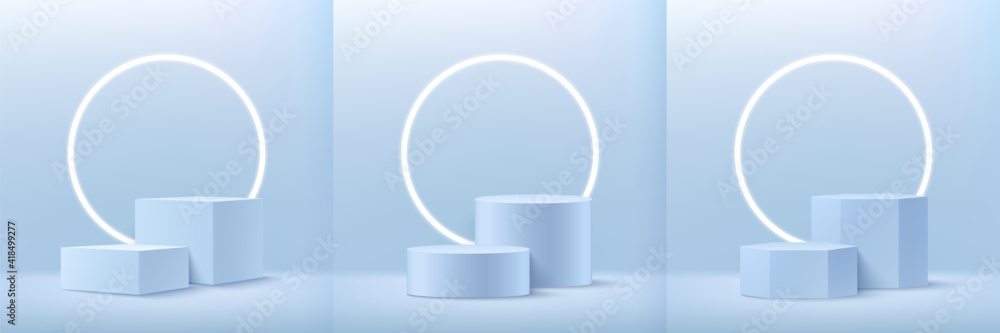 Set of abstract vector rendering 3d shape for advertising product ...