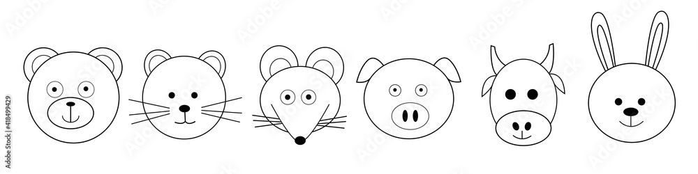 Set of animals for coloring. Ready-made set for coloring books for ...
