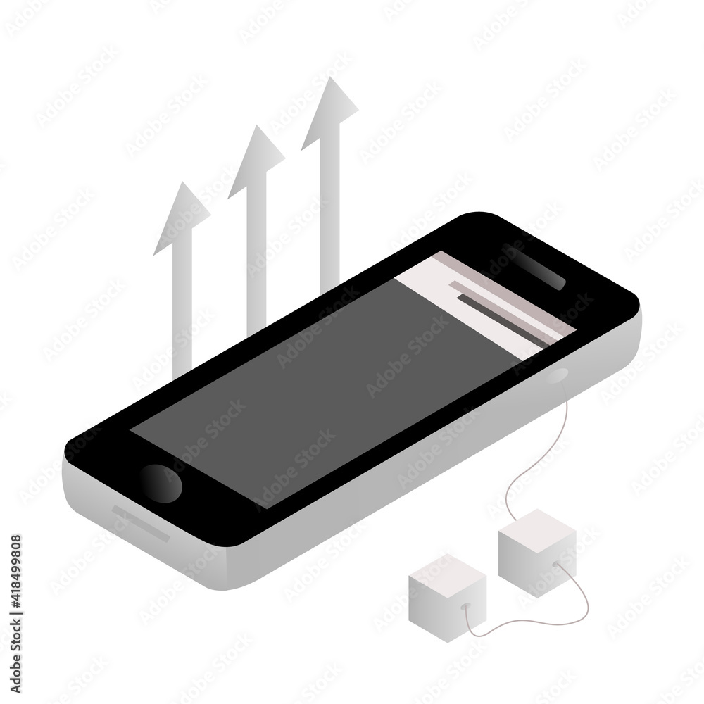 Growing graph, chart image with arrow up. Perspective view of a 3D ...