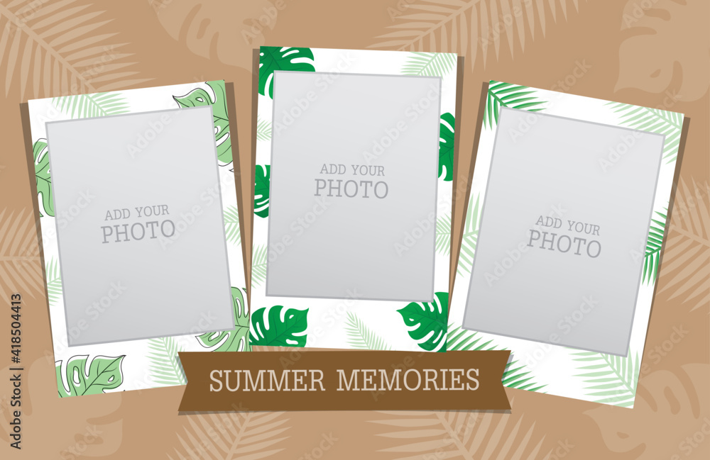 Instant camera film vector with tropical summer style graphic pattern ...
