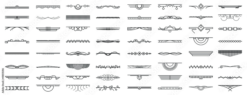 Set Black Simple Line Collection Doodle Border Elements Vector Design ...