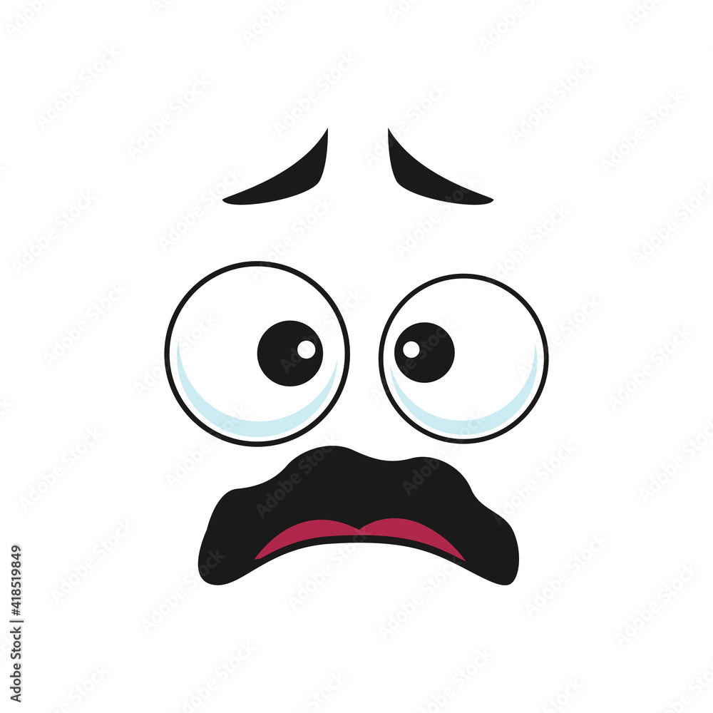 Emoji with shocked facial expression isolated icon. Vector worried ...
