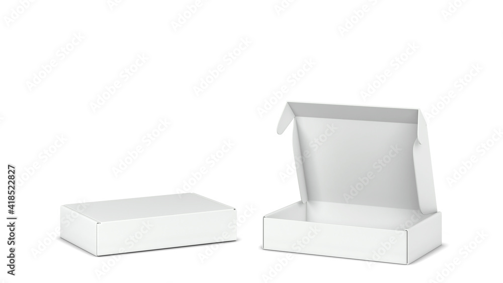 Blank tuck in flap packaging box mockup Stock Illustration | Adobe Stock