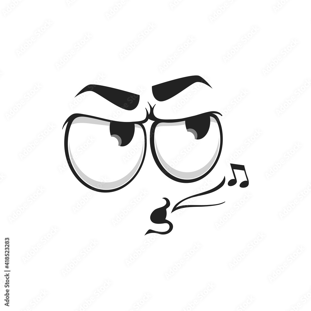 Singing emoticon isolated face emotion expression with music sign ...