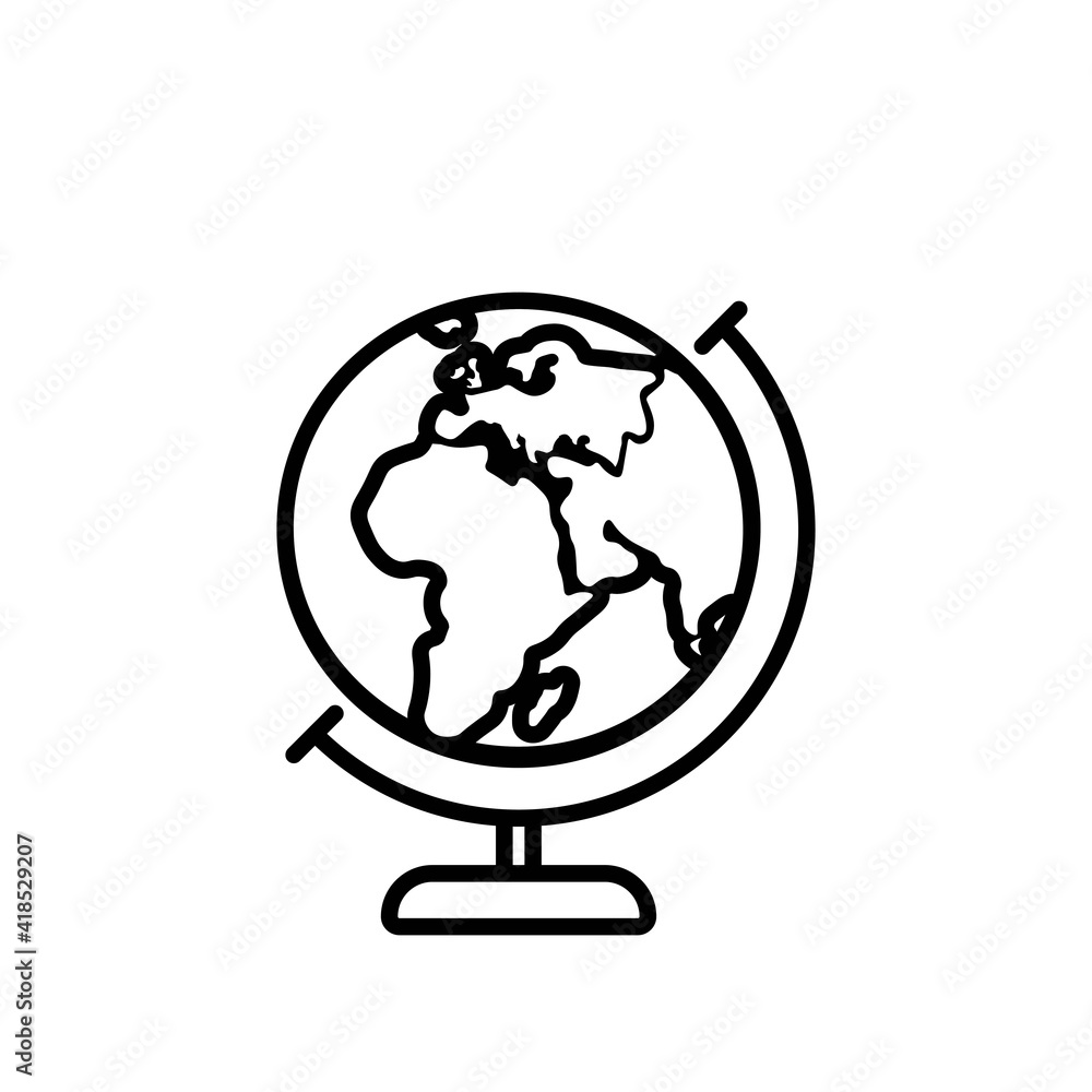 Planet map globe icon. Earth symbols, world globus pictograms, traveler ...