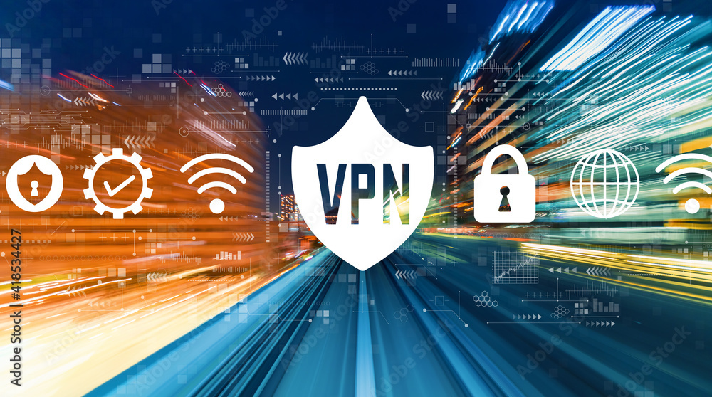 VPN concept with abstract high speed technology motion blur Stock Photo ...