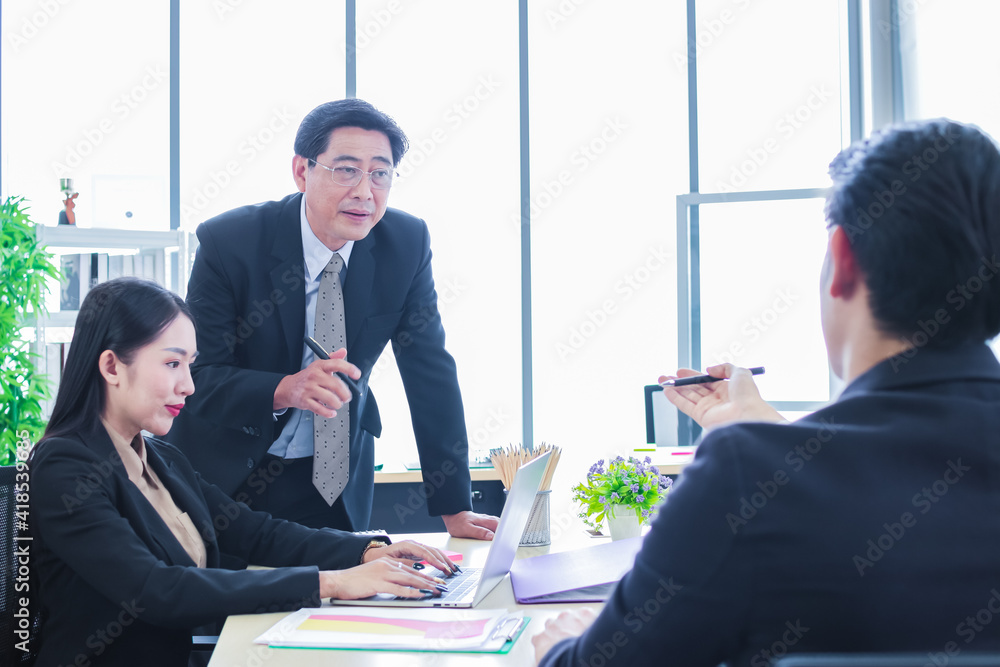 asian group meeting business people. Senior tranning Asian Businessman ...